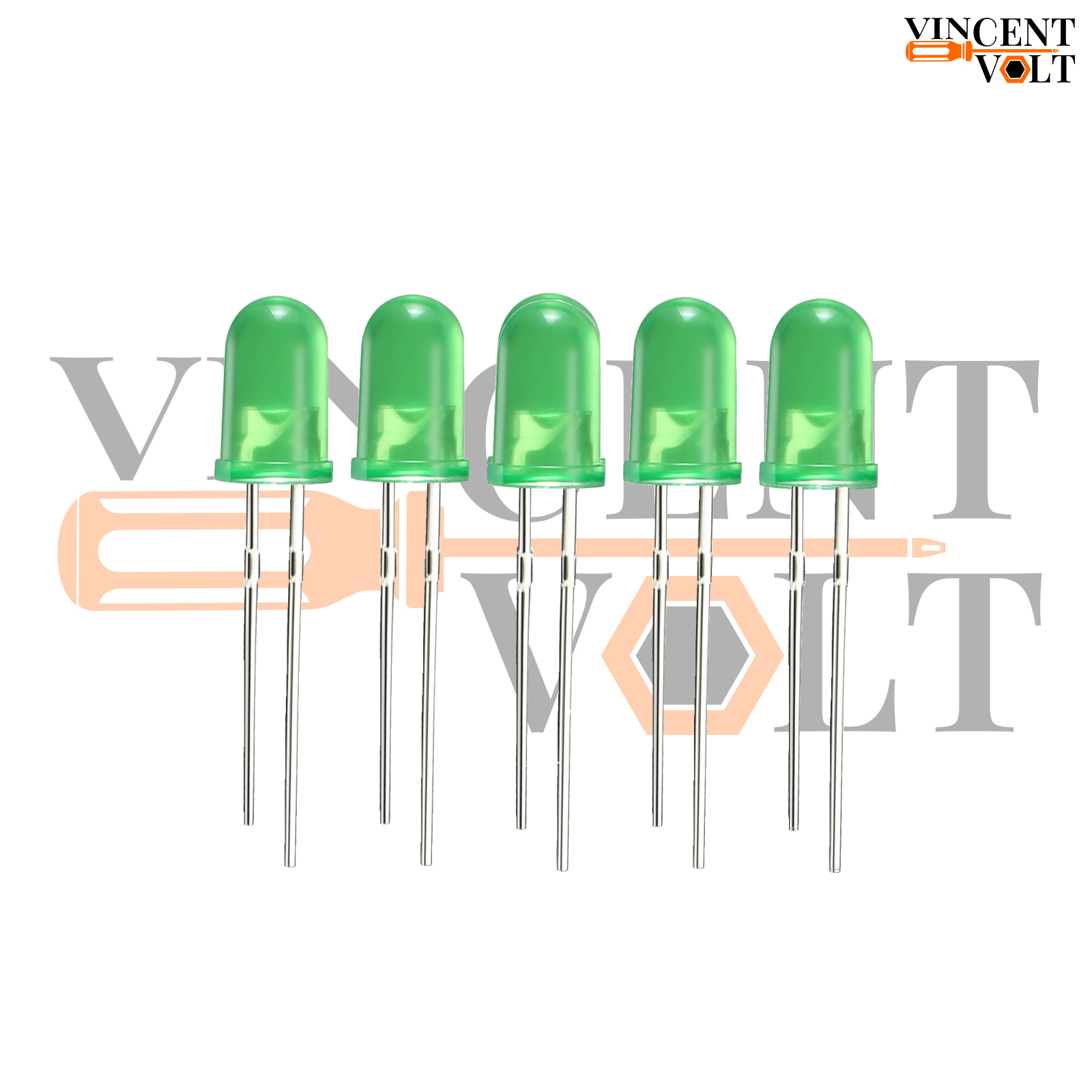 5mm LED In Green Color Pack Of 5 - Vincentvolt