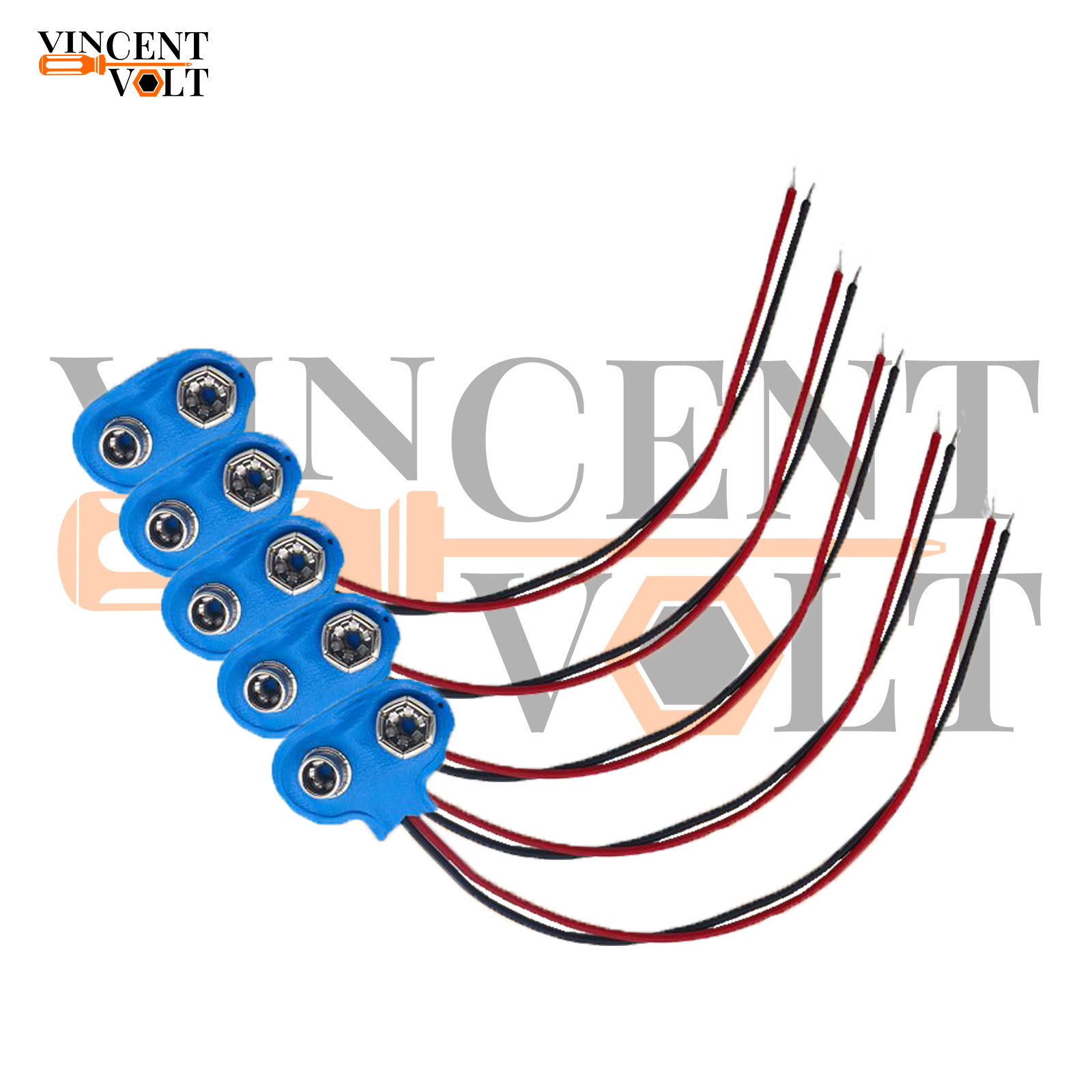 9 Volt Battery Connector with wire Pack Of 5 - Vincentvolt