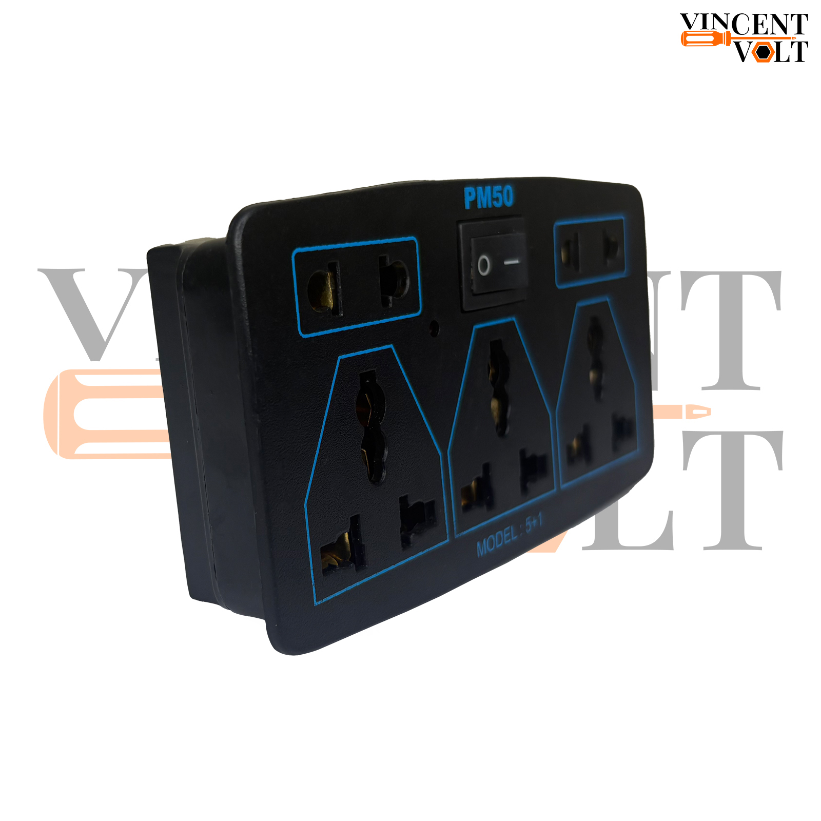 PM50 5 universal socket board with master switch - Vincentvolt