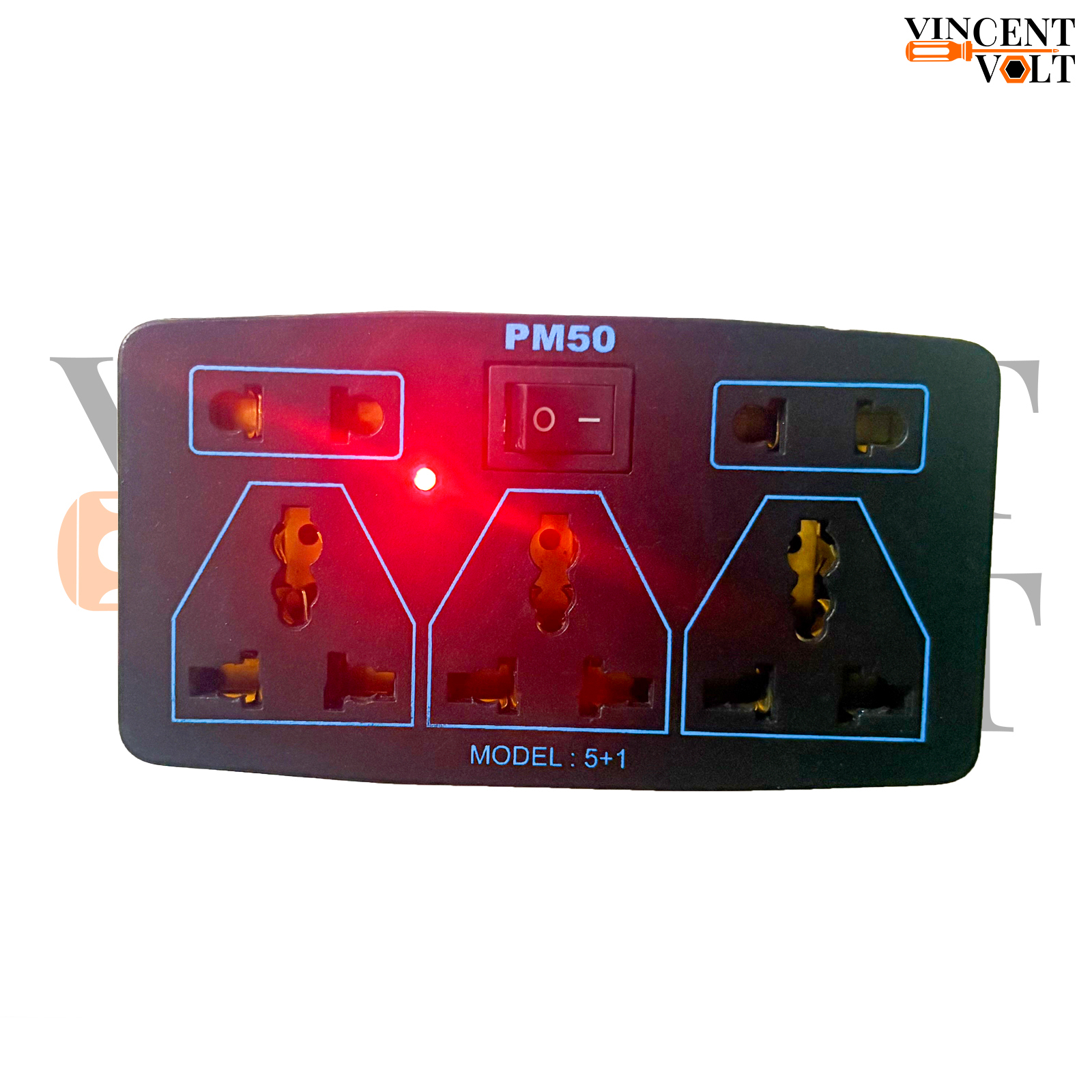 PM50 5 universal socket board with master switch - Vincentvolt
